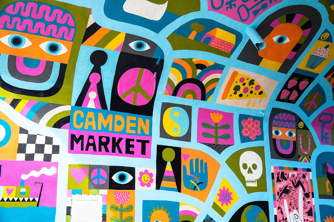 Camden Market 50 years mural. July 2024. - David Shillinglaw
