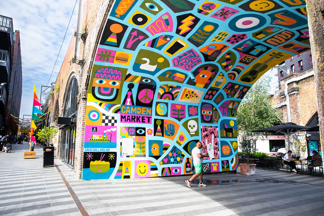 Camden Market 50 years mural. July 2024. - David Shillinglaw